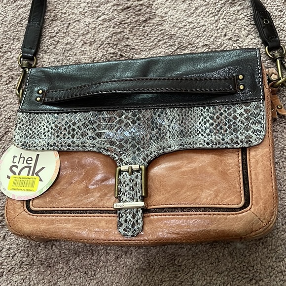 The Sak | Bags | The Sak Bag In Tan Leather Black And Snakeskin Print ...